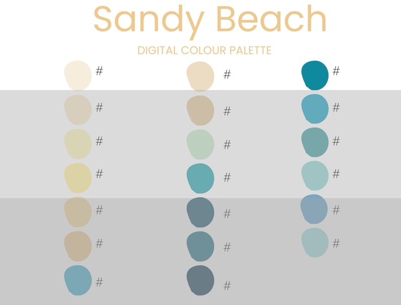 Sandy Beach Digital Colour Palette Brand Colour Palette Colour HEX ...