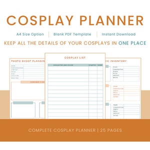 Cosplay Planner | Cosplay Organiser | Costume | Digital Cosplay Planner ...
