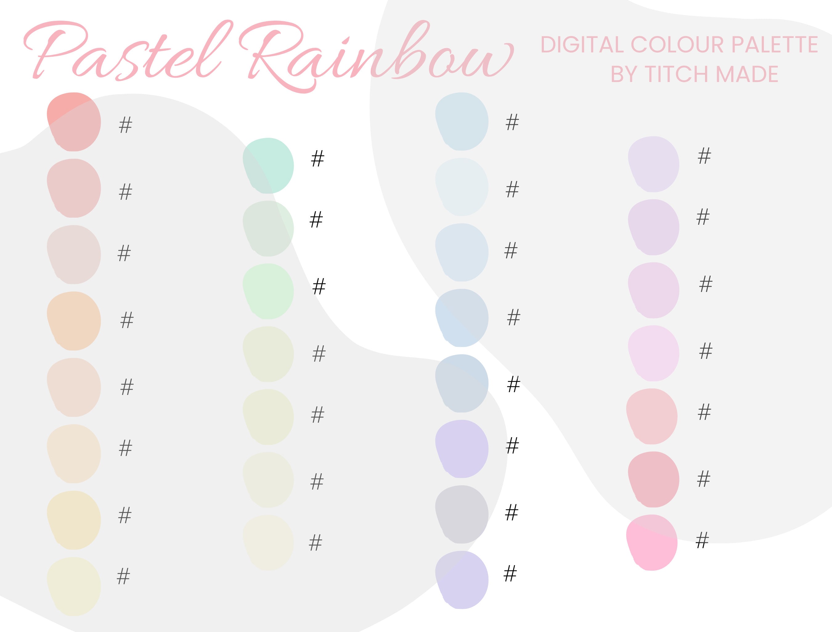 Pastel Rainbow Digital Colour Palette Brand Colour Palette - Etsy