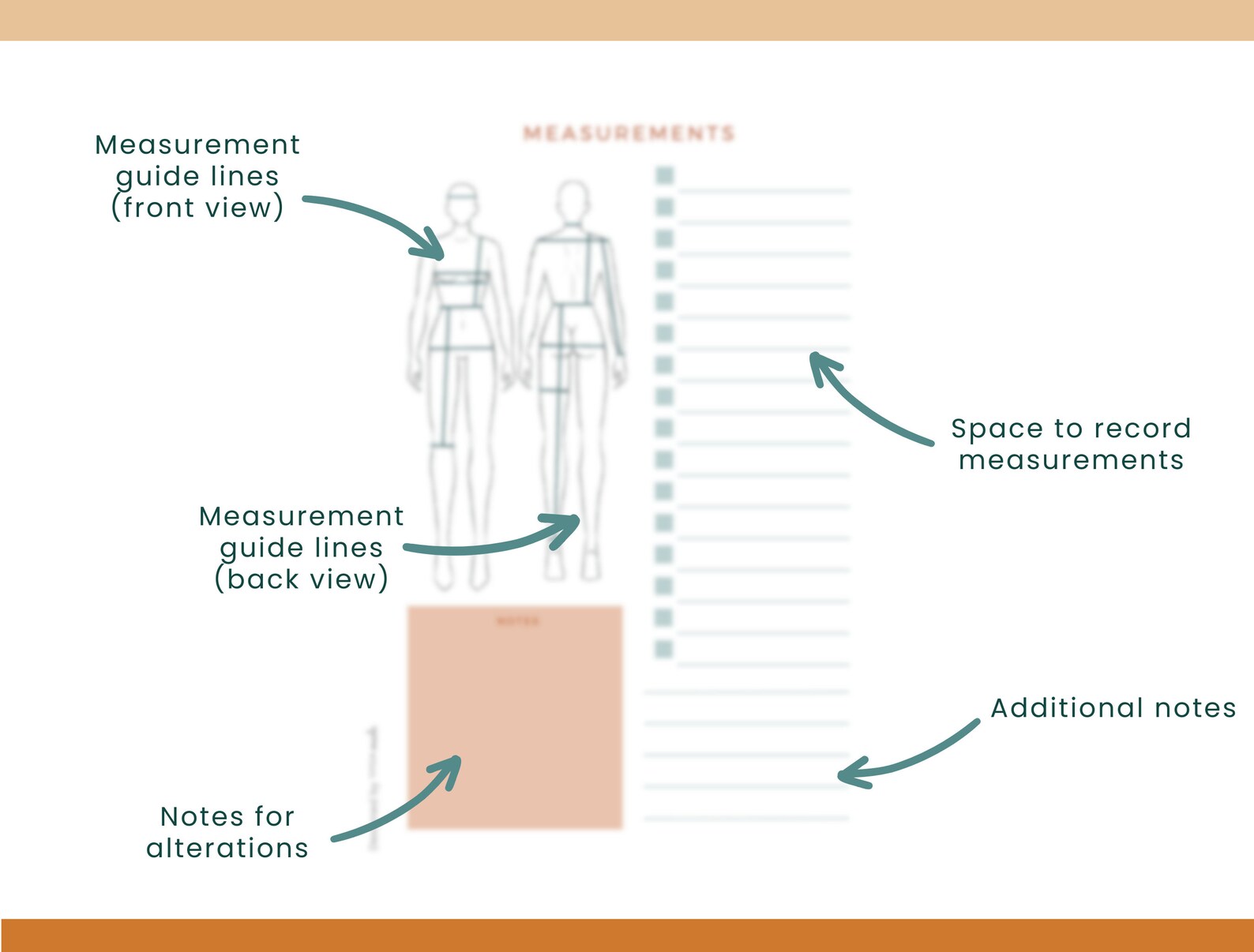 Female Body Measurements Template for Sewing Body Chart PDF Download - Etsy