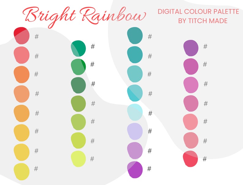 Bright Rainbow Digital Colour Palette Brand Colour Palette - Etsy
