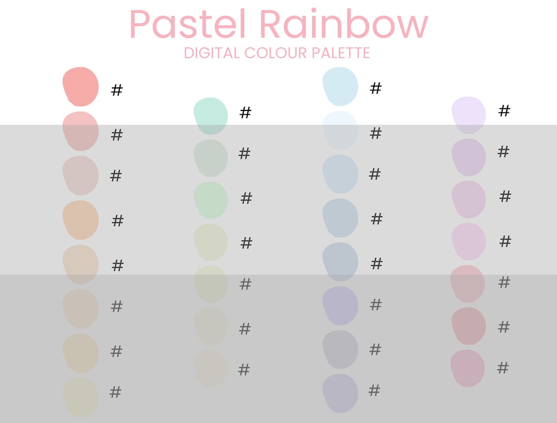 Pastel Rainbow Digital Colour Palette | Brand Colour Palette | Colour ...