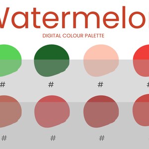 Watermelon Digital Colour Palette Brand Colour Palette Colour HEX Codes ...