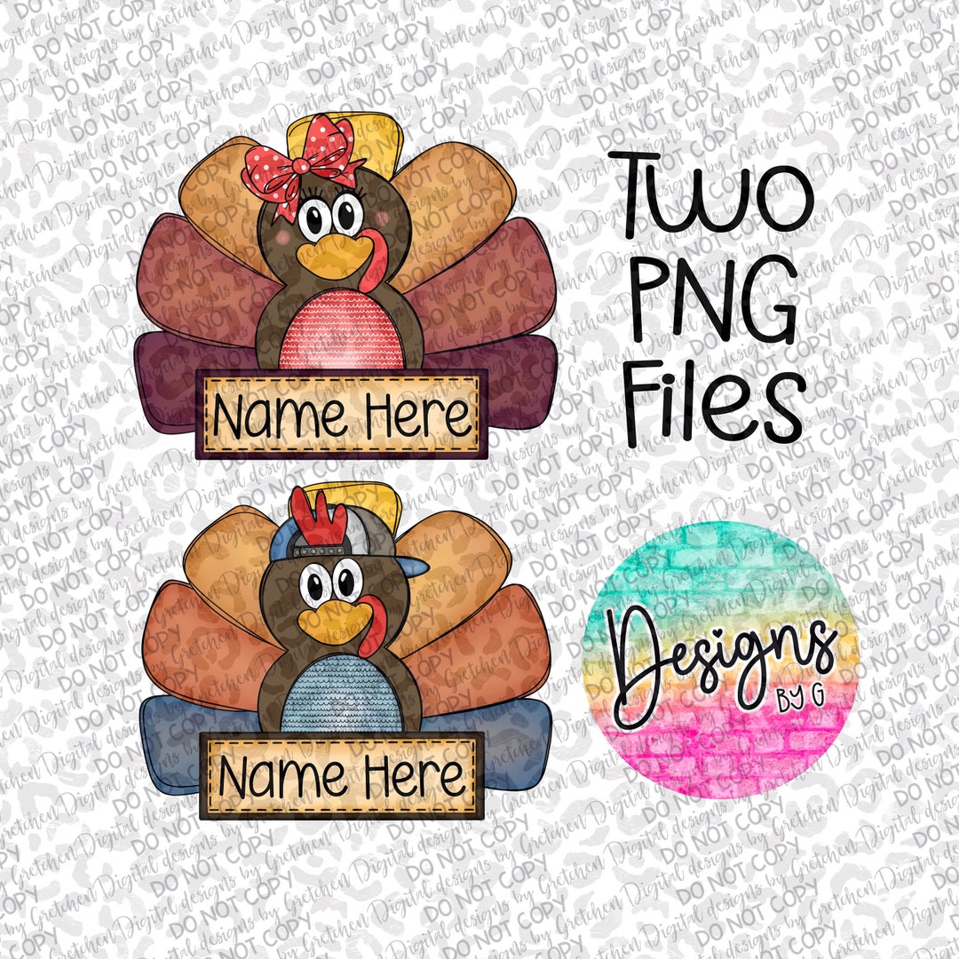 Cute Kids Turkey for Boy or Girl Add Your Own Name Plate PNG Digital ...