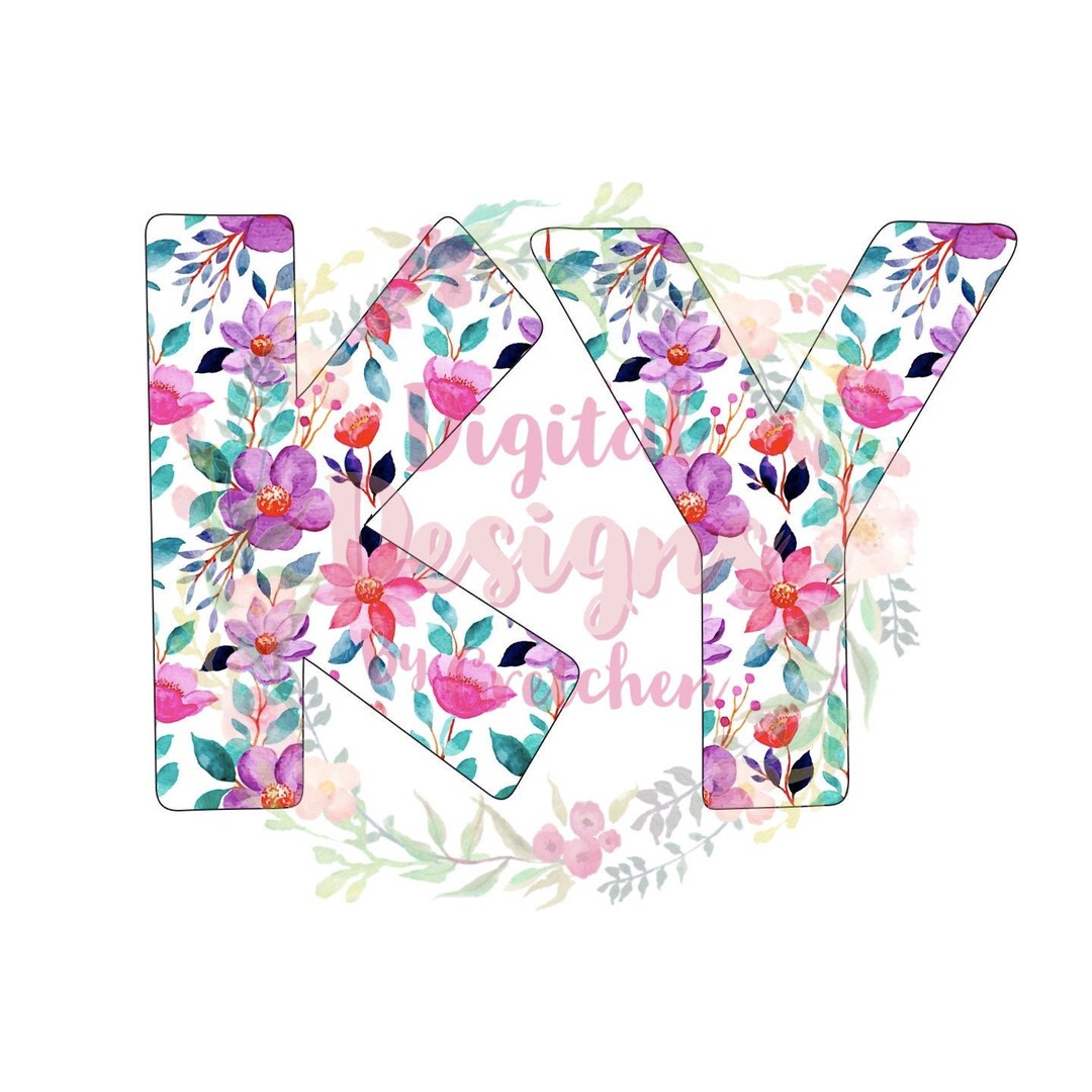 KY Kentucky Floral State Initials PNG Digital Download Sublimation - Etsy