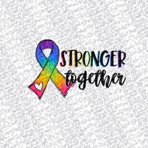 Rainbow Cancer Ribbon With Heart PNG Digital Download Sublimation ...