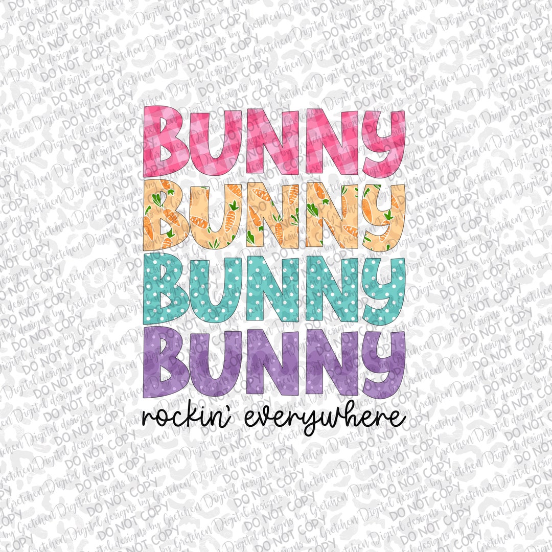 Bunny Rockin' Everywhere Funny Easter PNG Digital Download Sublimation ...
