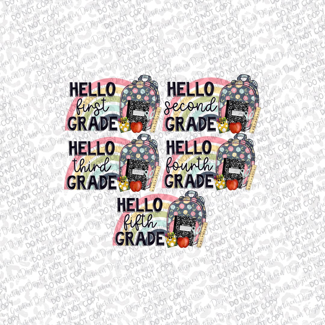 Hello First Second Third Fourth Fifth Grade PNG Digital Download ...