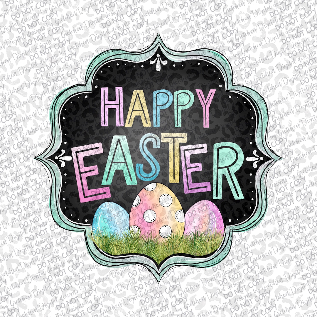 Happy Easter Eggs Frame Cute PNG Digital Download Sublimation - Etsy