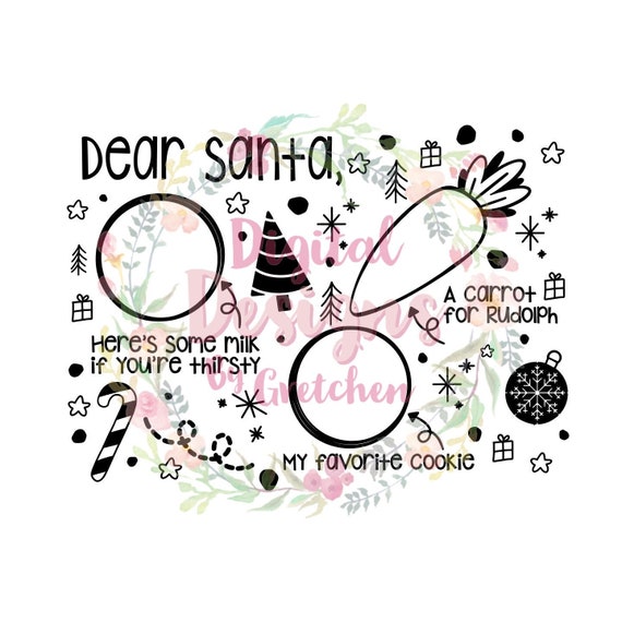 Dear Santa Placemat PNG SVG Digital Download Sublimation Milk | Etsy