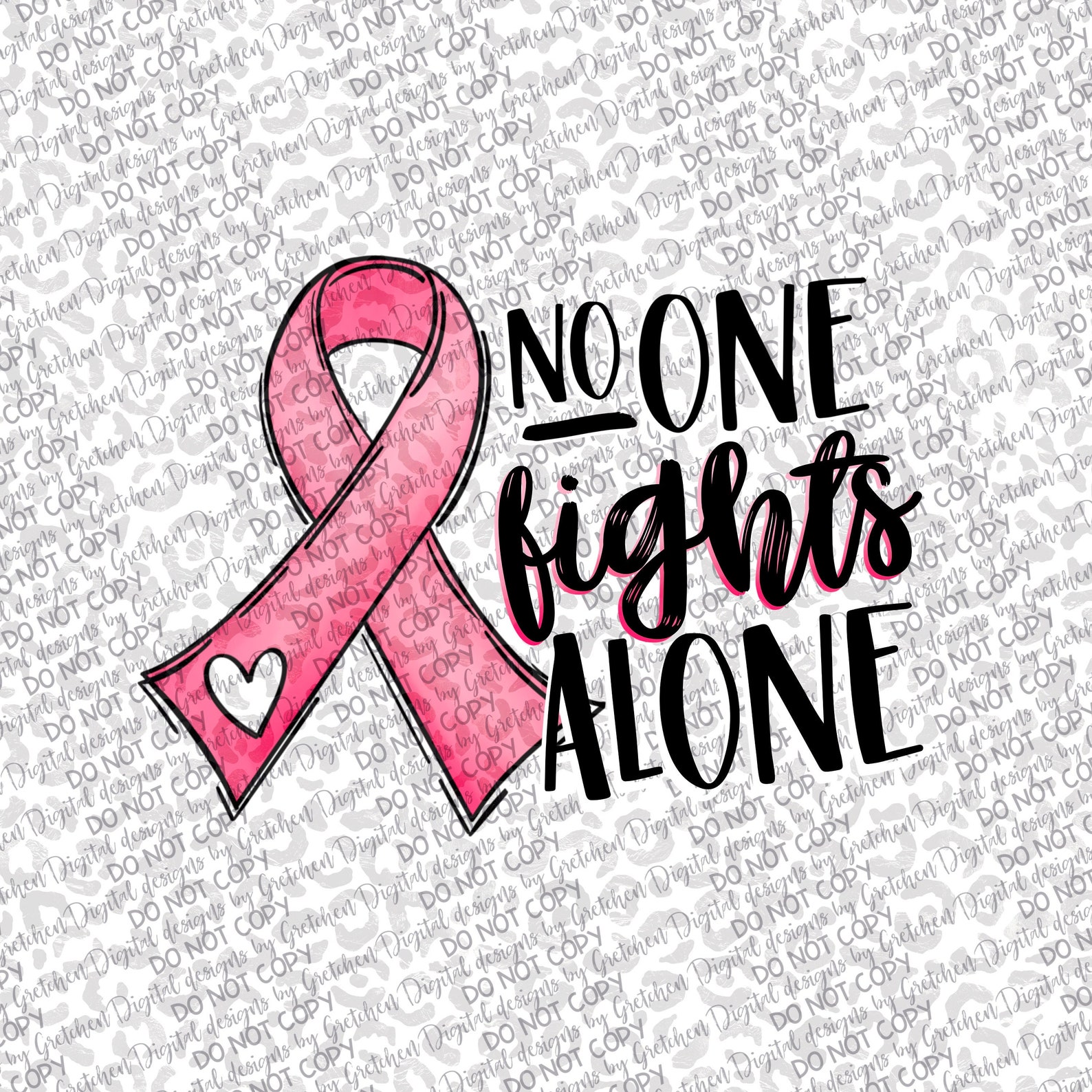 No One Fights Alone Breast Cancer Awareness PNG Digital Download ...