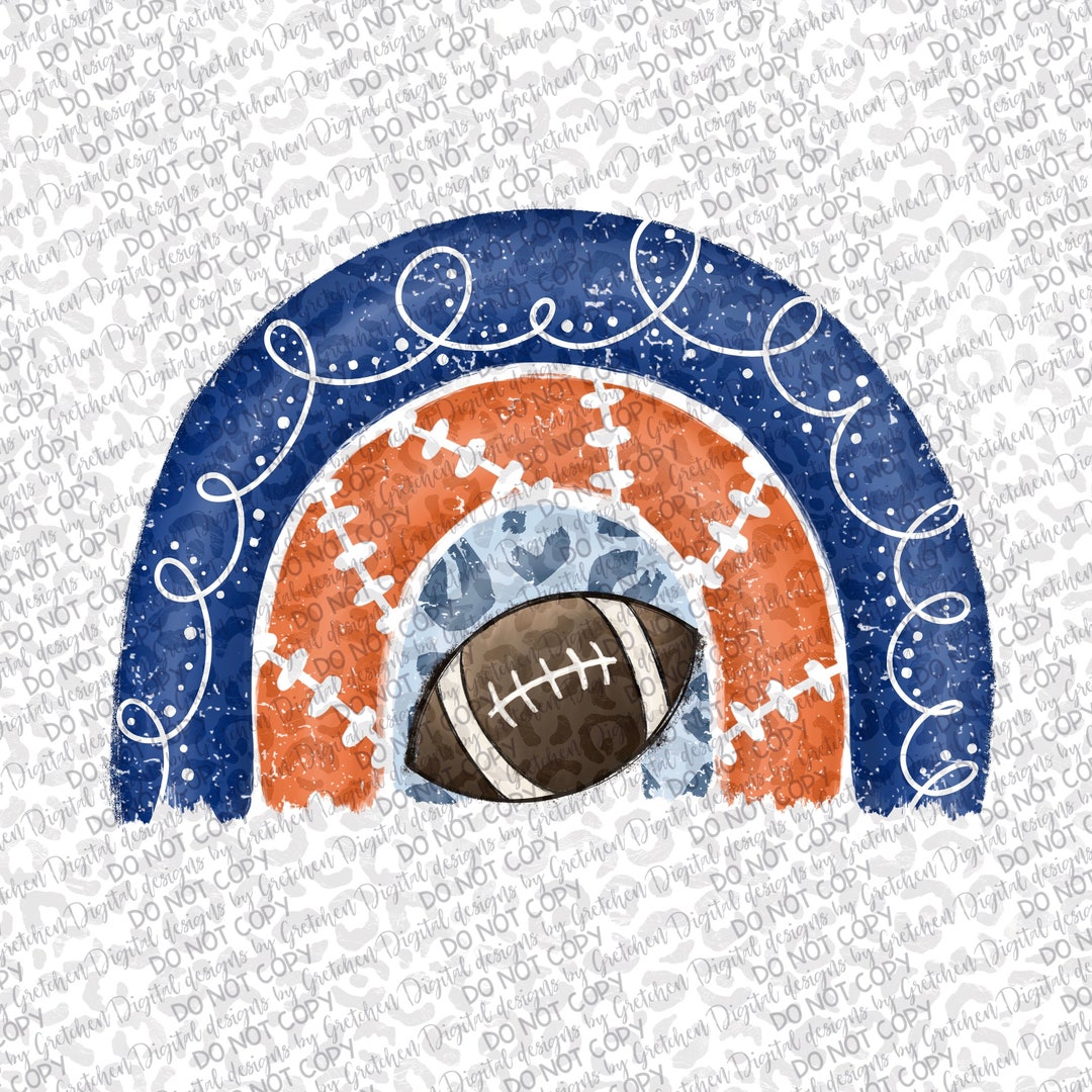 Blue and Orange Team Colors Rainbow Fall Football PNG Digital Download ...