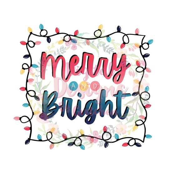 Merry and Bright Christmas Lights PNG Digital Download - Etsy