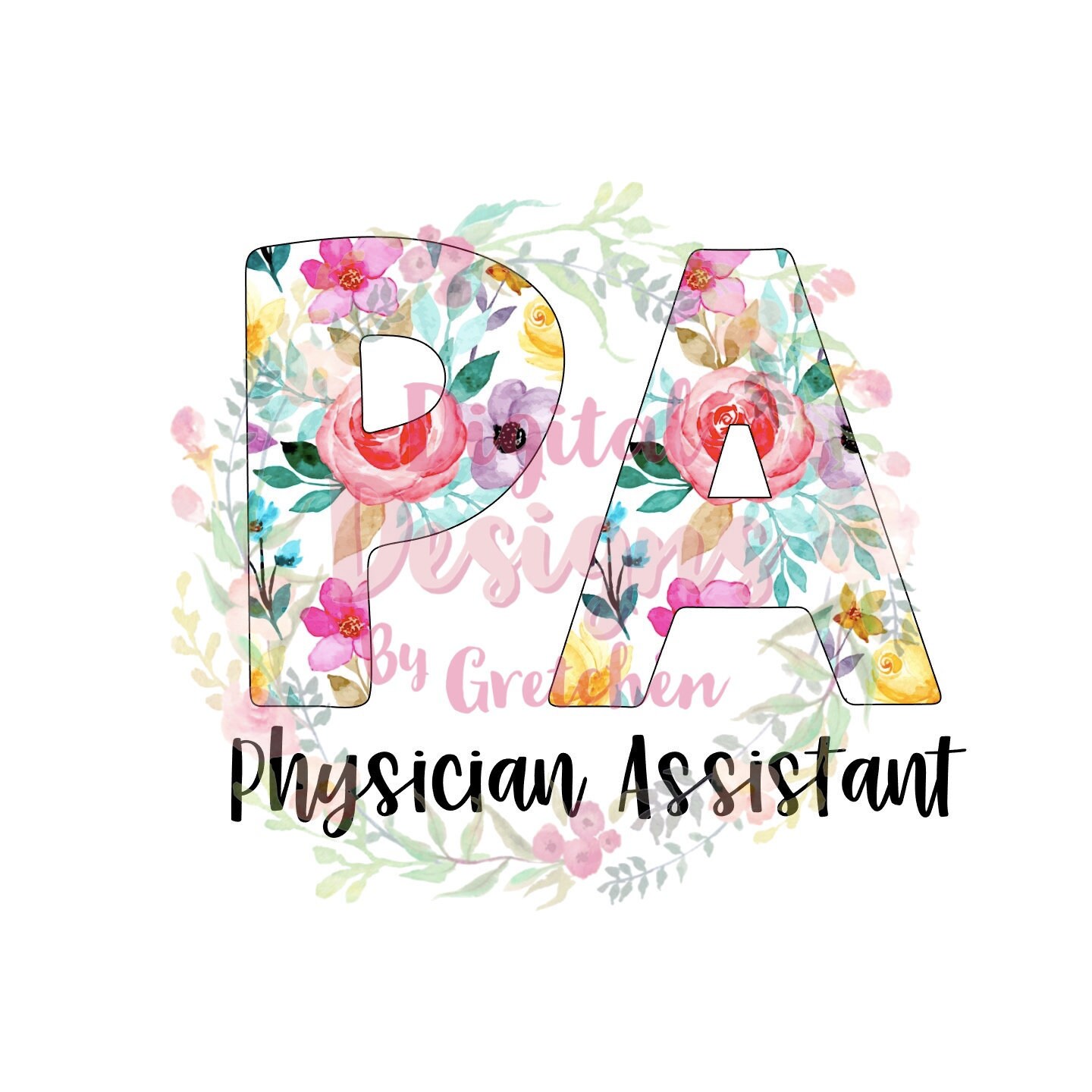 PA Physician Assistant PNG Digital Download Sublimation Floral - Etsy