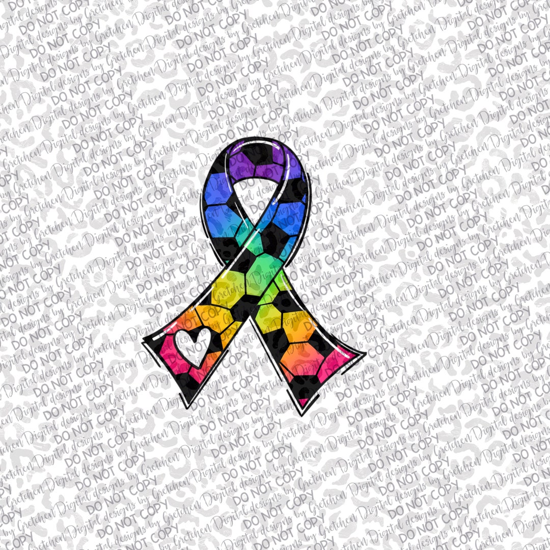 Soccer Themed Rainbow Cancer Ribbon Png Digital Download Sublimation - Etsy