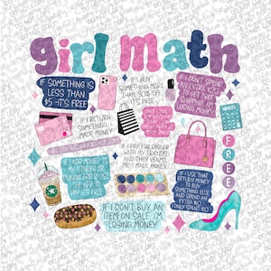 Girl Math Funny Collage PNG Digital Download Sublimation Includes ...