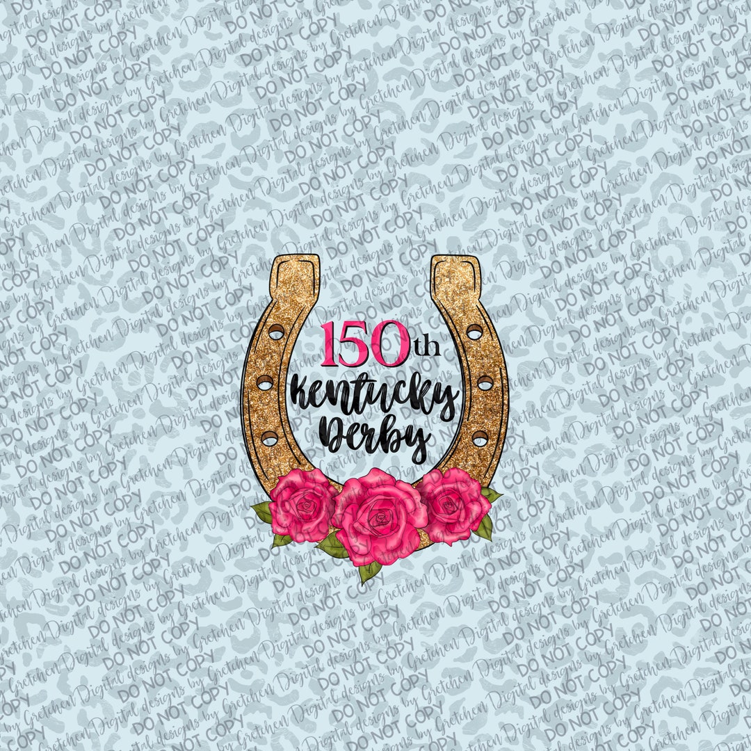 150th KY Derby Glitter Gold Horseshoe and Roses PNG Digital Download ...