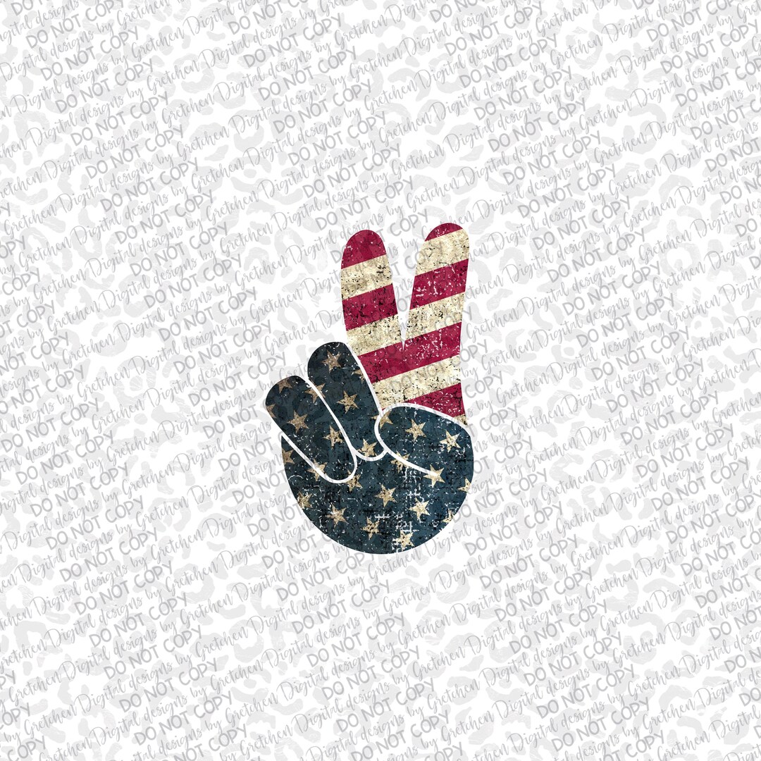 American Flag Hand Peace Sign PNG Digital Download Sublimation Grunge ...