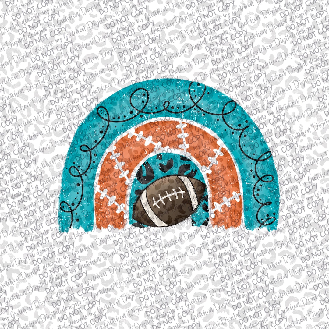 Orange and Teal Team Colors Rainbow Fall Football PNG Digital Download ...
