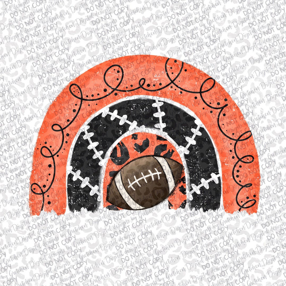 Black and Orange Team Colors Rainbow Fall Football PNG Digital Download ...