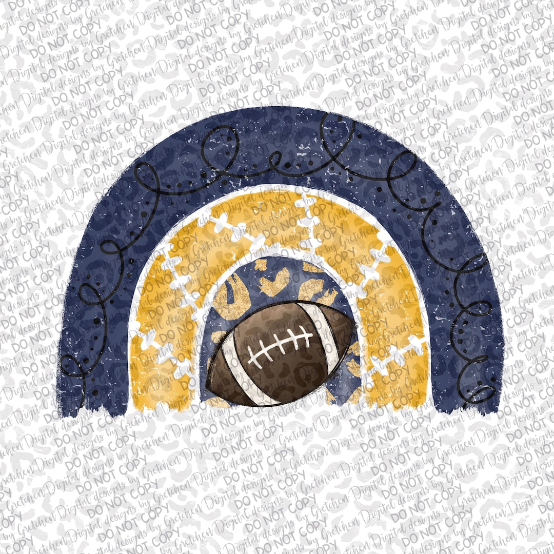 Navy and Yellow Gold Team Colors Rainbow Fall Football PNG Digital ...