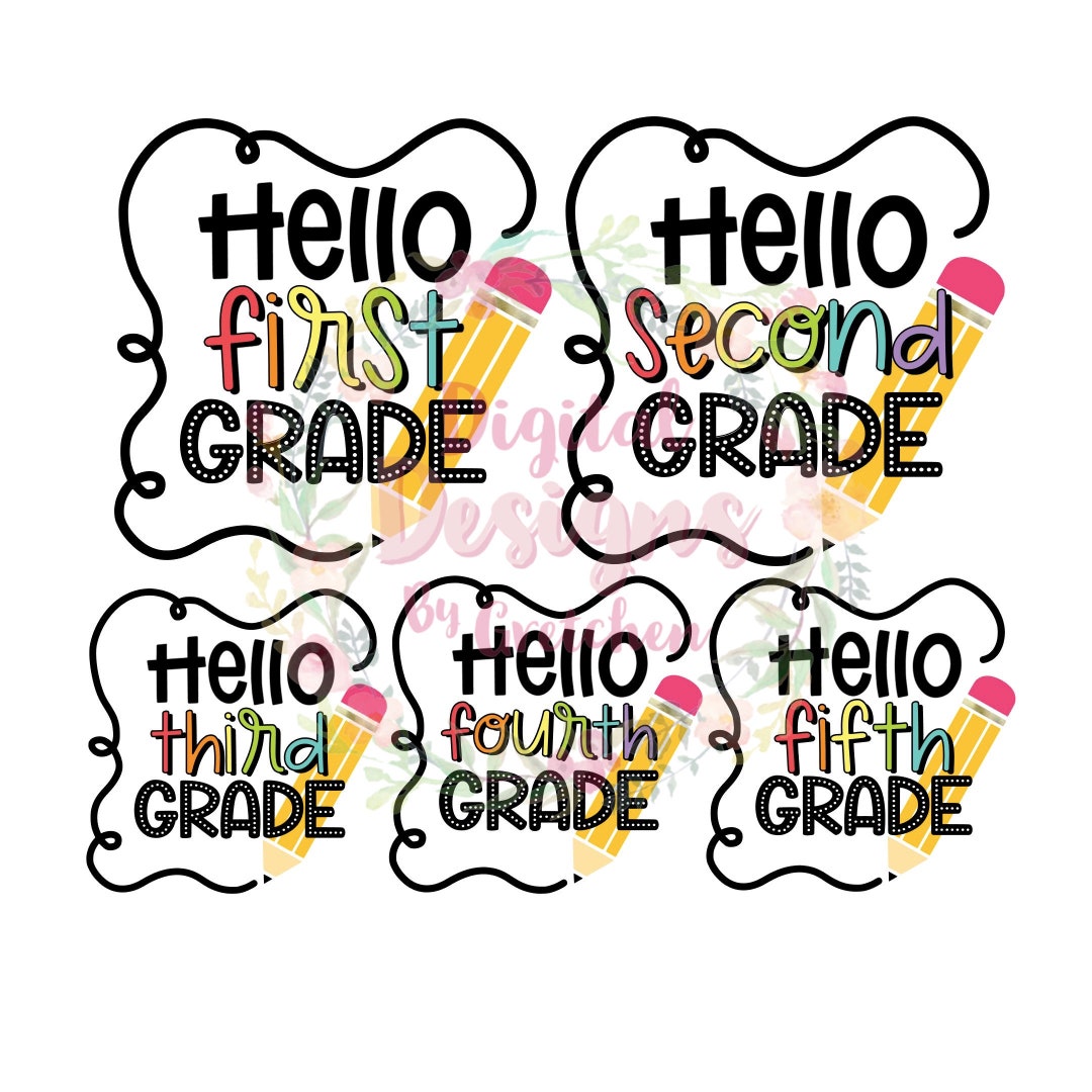 Back to School Hello First Through Fifth Grade PNG Digital Download ...