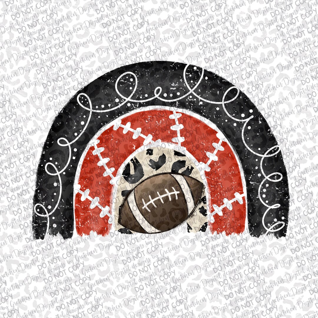 Red and Black Team Colors Rainbow Fall Football PNG Digital Download ...
