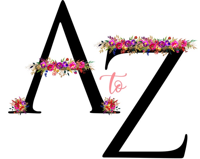 Floral Letters A to Z Clip Art, Instant Download - Etsy Canada