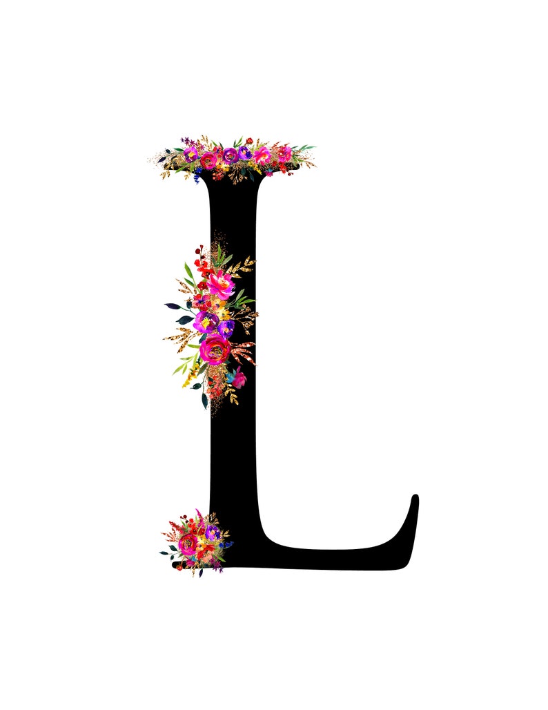 Floral Alphabet High Quality Digital Clip Art Clipart Printable Instant ...