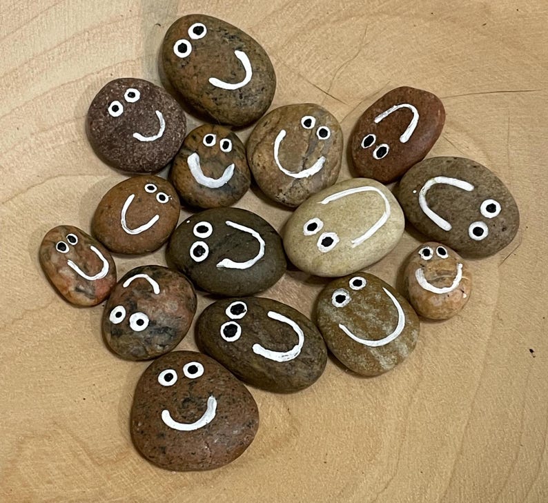 15 Super Happy Rocks - Hand Painted Smiley Face Lake Rocks - Etsy