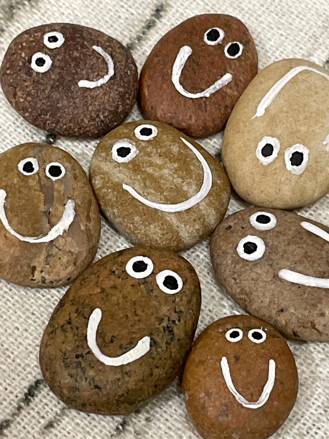 15 Super Happy Rocks - Hand Painted Smiley Face Lake Rocks - Etsy