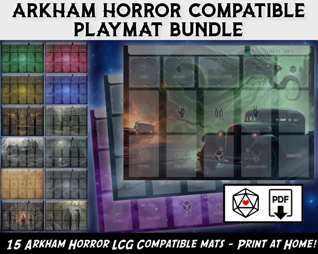 Arkham Horror LCG Compatible Playmat Bundle: 15 Printable Player Mats ...