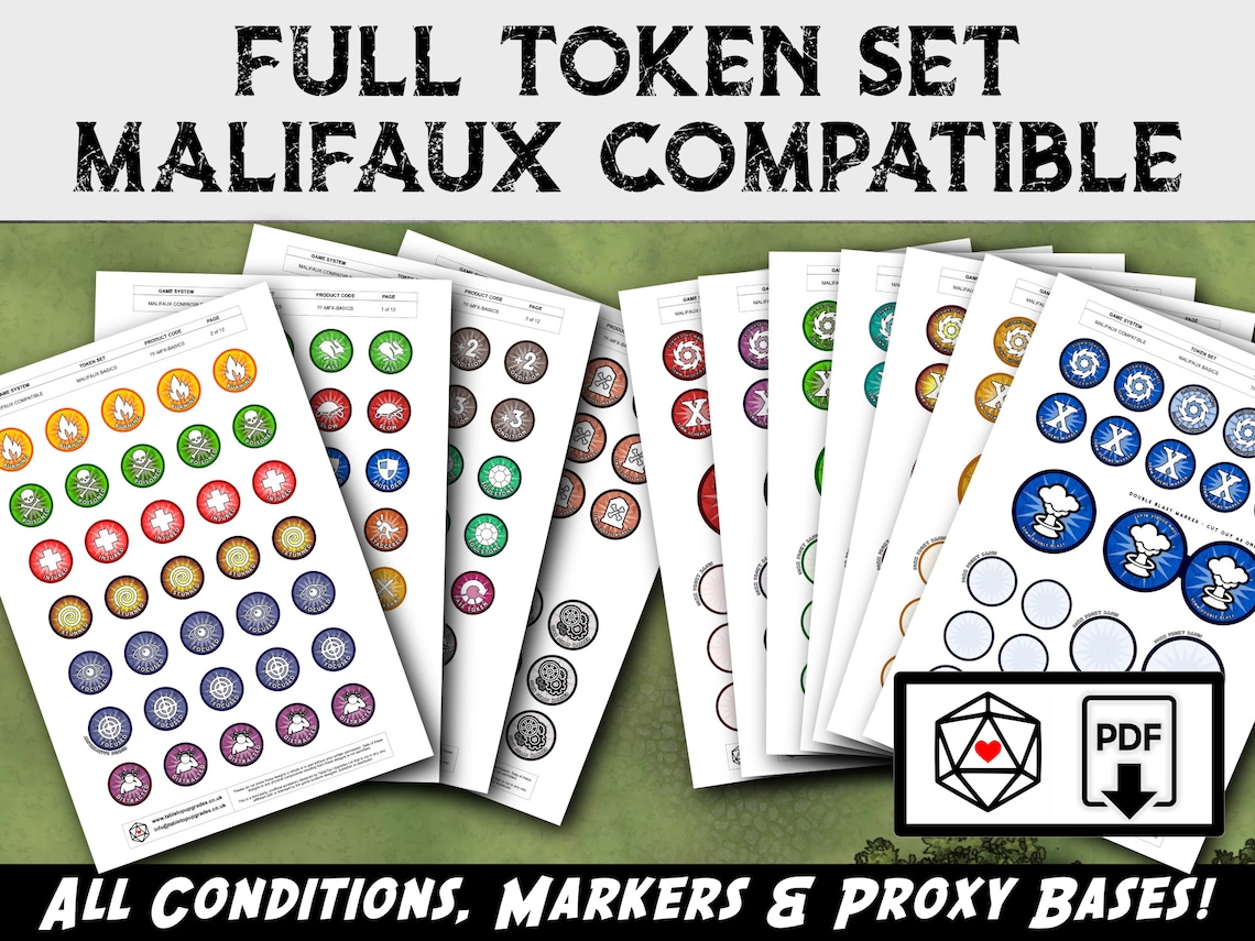 Malifaux Compatible Token Set All Conditions Markers & - Etsy