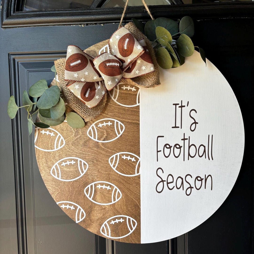 18 Inch Football Season Round Door Sign - Etsy