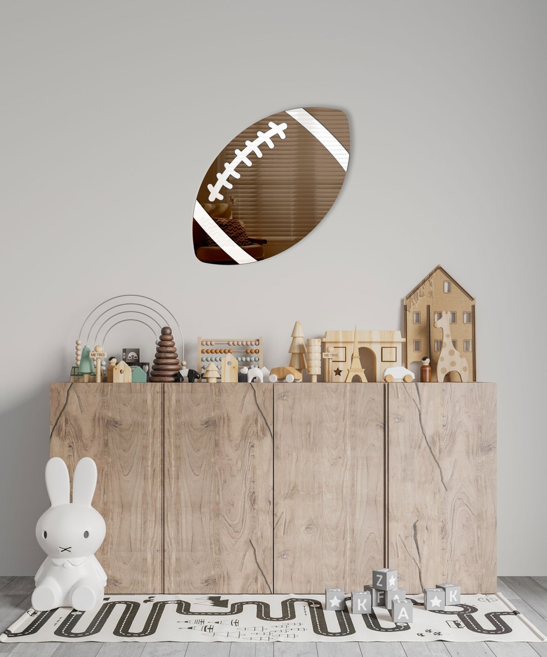 Modern Football Mirror, Kids Bedroom Decor, Teen Bedroom Decor ...