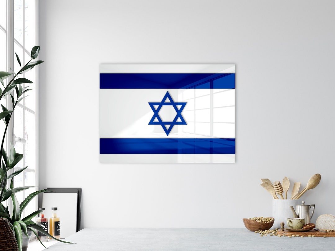 Mirrored Israeli Flag, Israeli Flag Wall Art, Modern Israeli Flag ...