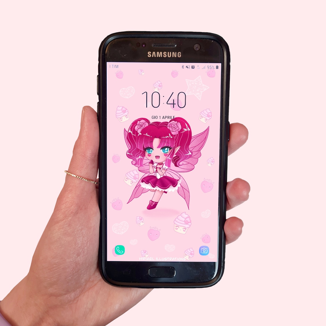 Cute Pink Fairy Phone Wallpaper-digital Phone Wallpaper - Etsy