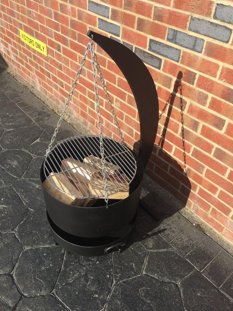 CRESCENT MOON Fire-pit With Removable BBQ Shelf - Etsy