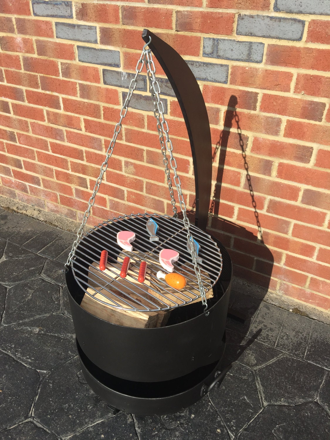 CRESCENT MOON Fire-pit With Removable BBQ Shelf - Etsy