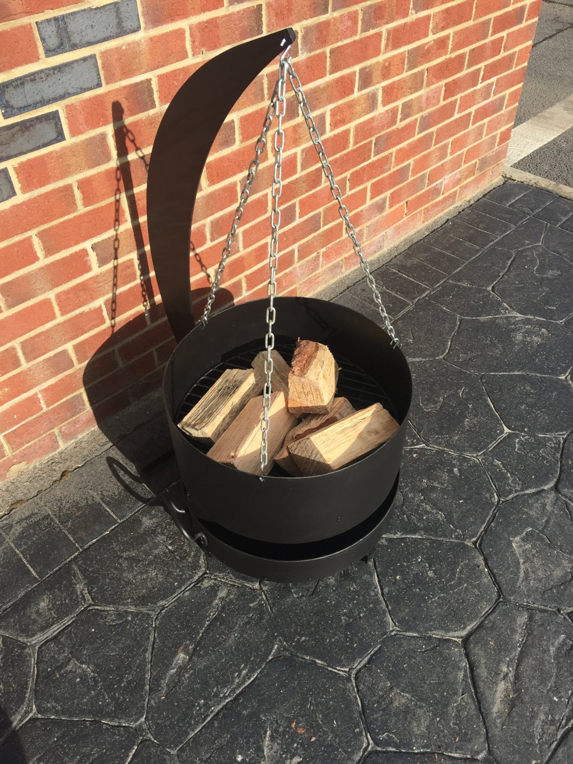 CRESCENT MOON Fire-pit With Removable BBQ Shelf - Etsy