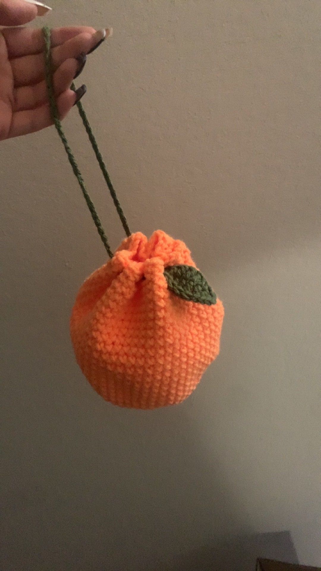 Handmade Crochet Orange Drawstring Bag - Etsy