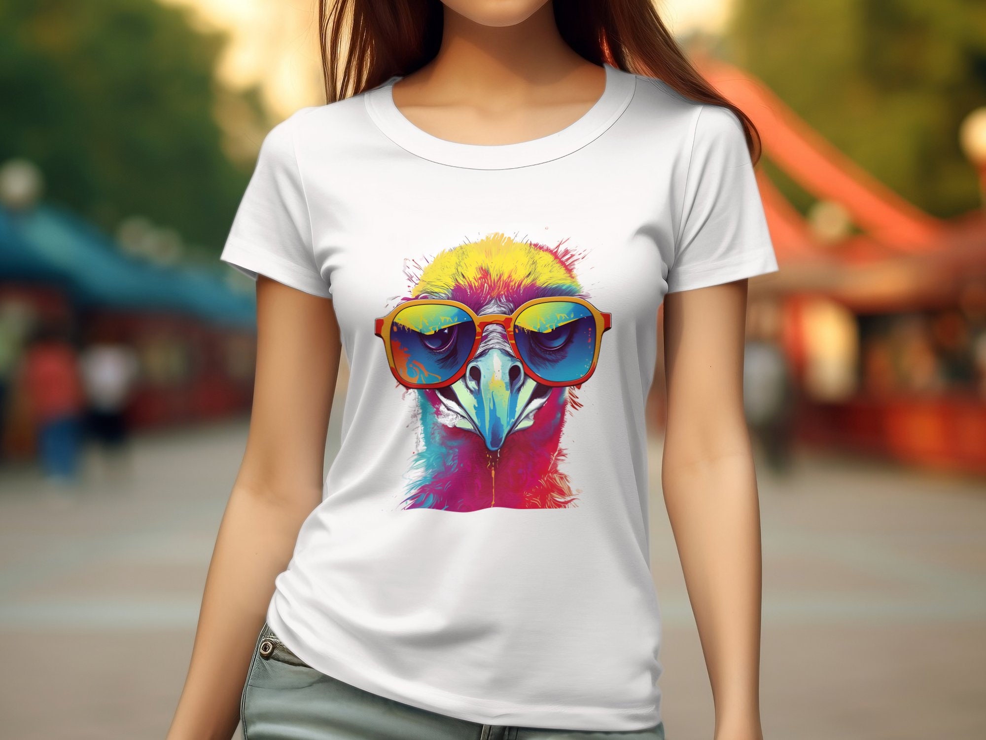 Ostrich Tshirt Colorful Big Bird T Shirt Wild Bird Shirts Bird Lover ...