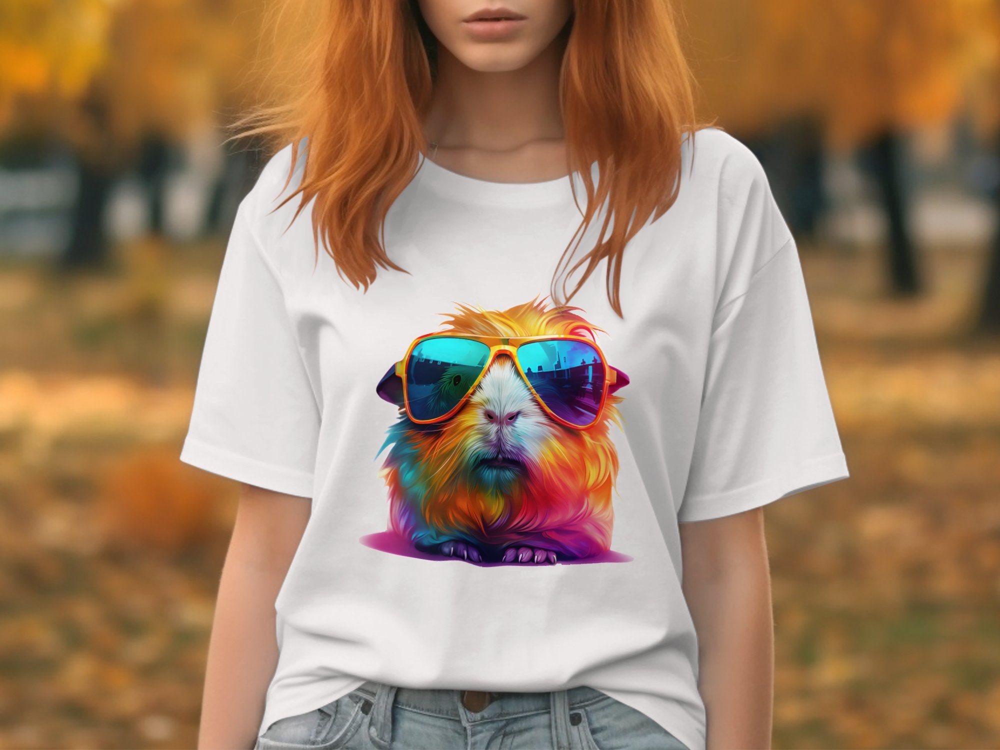 Guinea Pig Shirt Colorful Guinea Pig With Sunglasses T-shirt Graphic ...