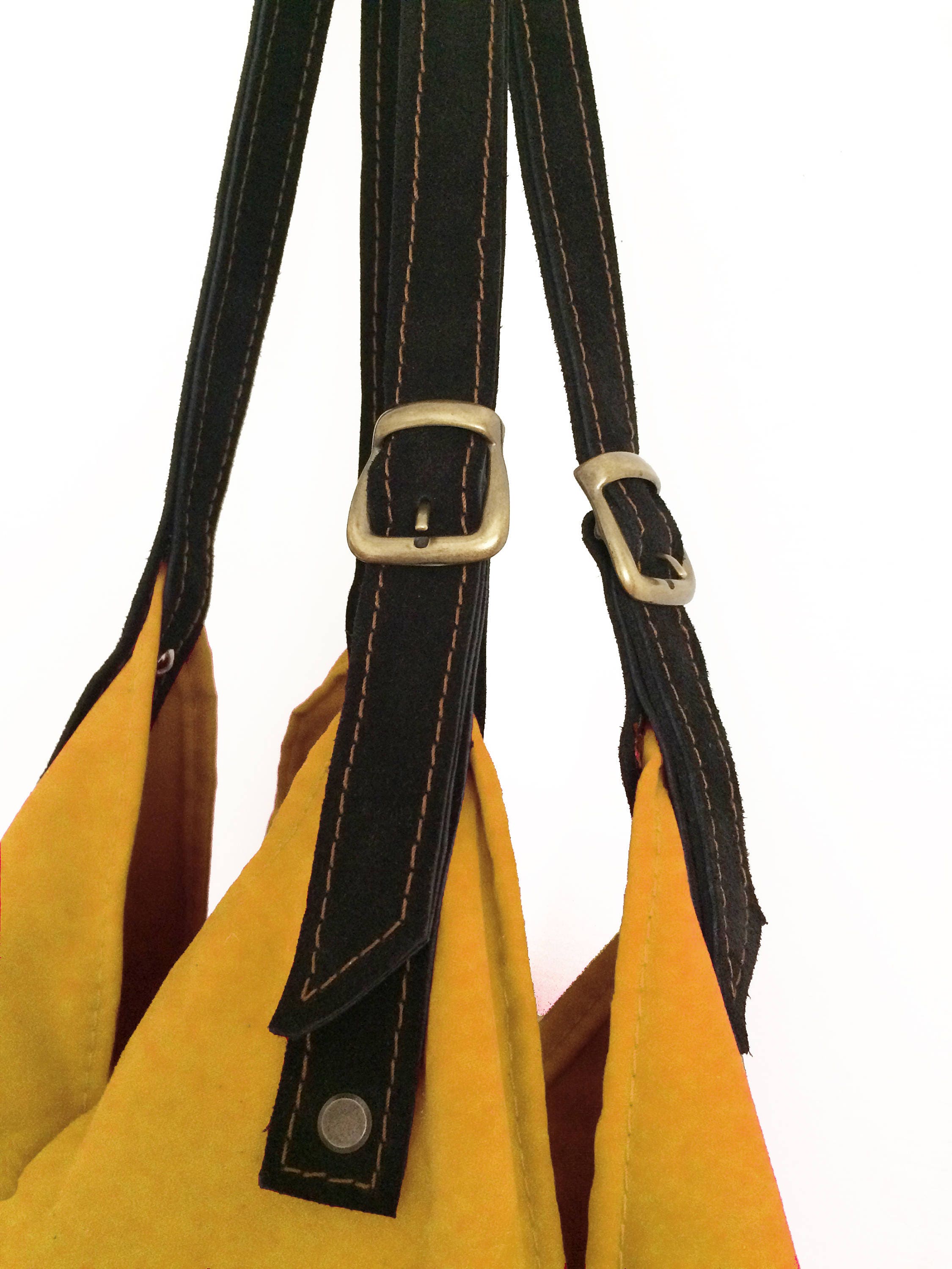 Yellow Hobo Bag With Suede Shoulder Straps Women Tote Bag in - Etsy