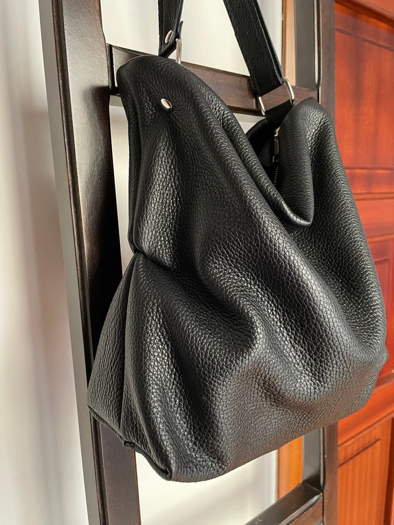 Hobo Bag Leather Black Leather Purse Soft Leather Handbag - Etsy