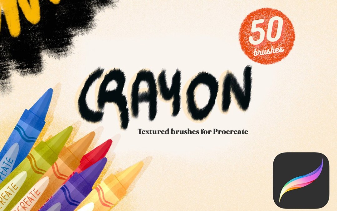 Crayon Texture Procreate Brushes - Wax, Pastel, Chalk and Pencil ...