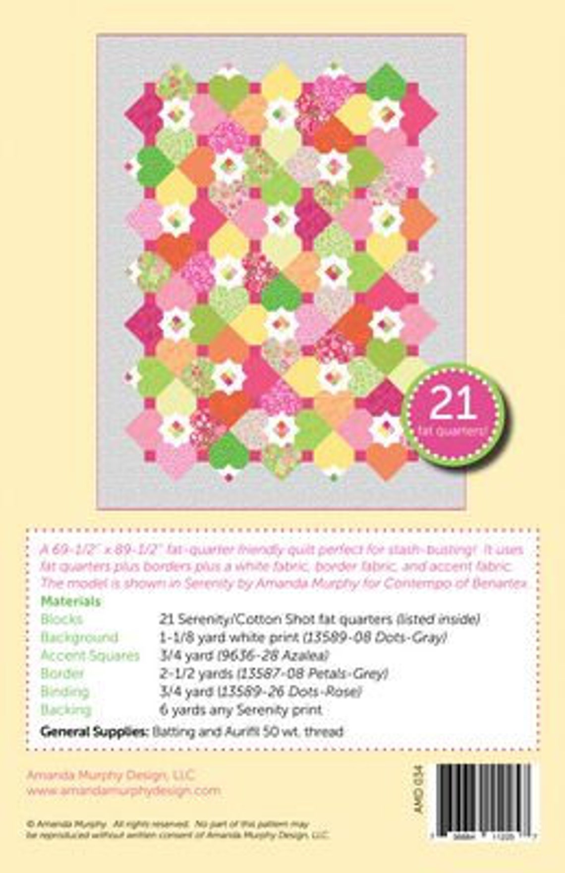 First Crush Quilt Pattern by Amanda Murphy Designs | Modern Heart Quilt ...