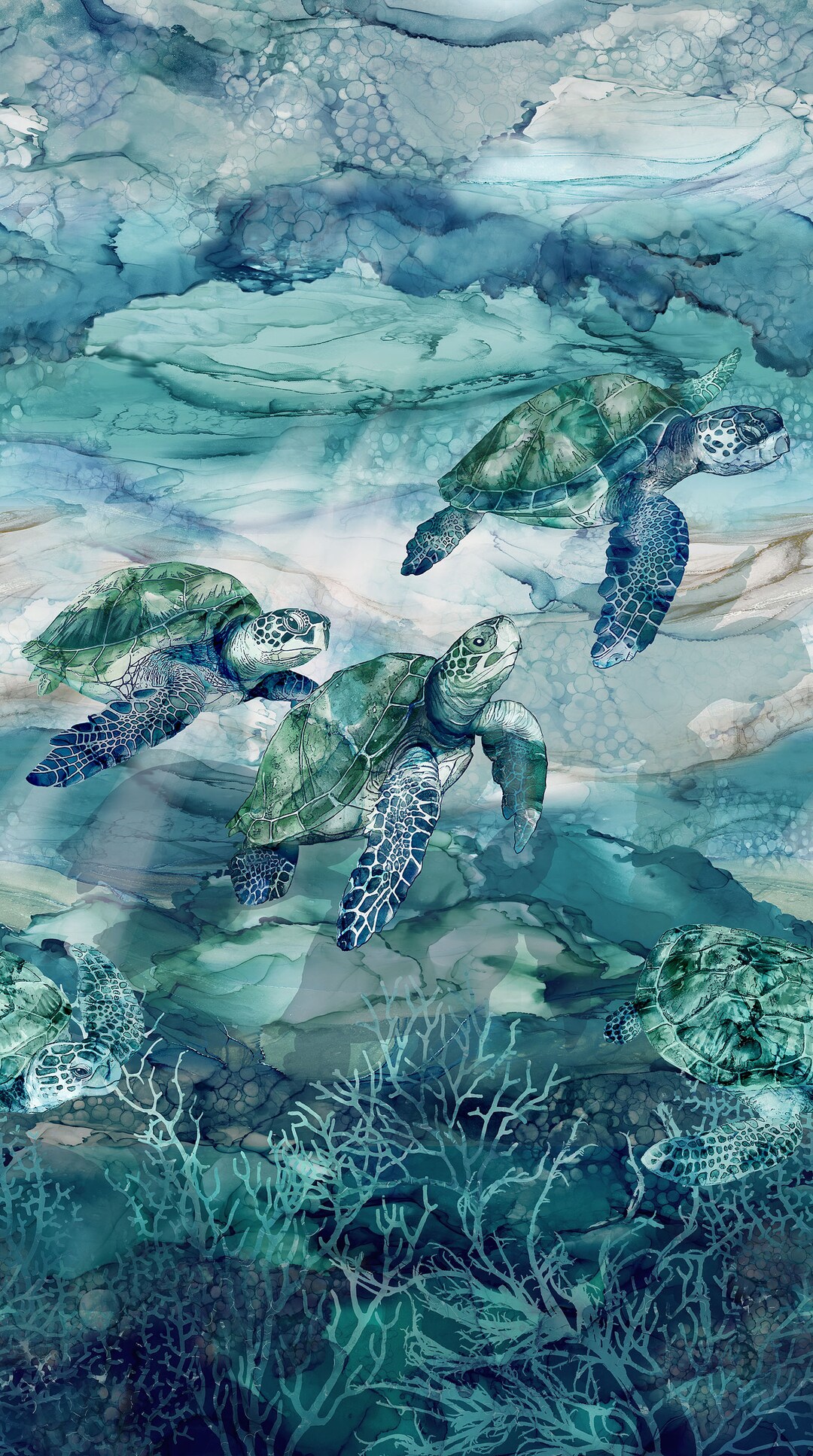 Sea Breeze Sea Turtle Fabric in Blue Multi by Northcott DP27095-44 - Etsy