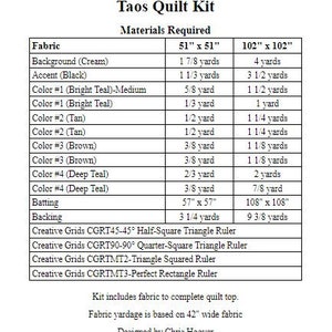 Taos Quilt Kit 51" X 51" Designed by Chris Hoover From Whirligig ...