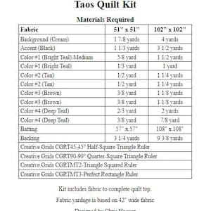 Taos Quilt Kit 102" X 102" Designed by Chris Hoover From Whirligig ...